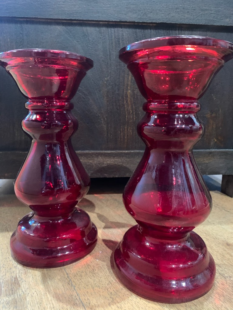Red Glass Candle Holders – Something Beautiful Cafe and Gift Shop